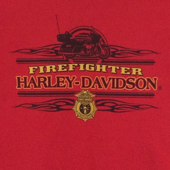 Harley-Davidson | Shirts | Harley Davidson Vtg Red Fire Fighter Graphic ...
